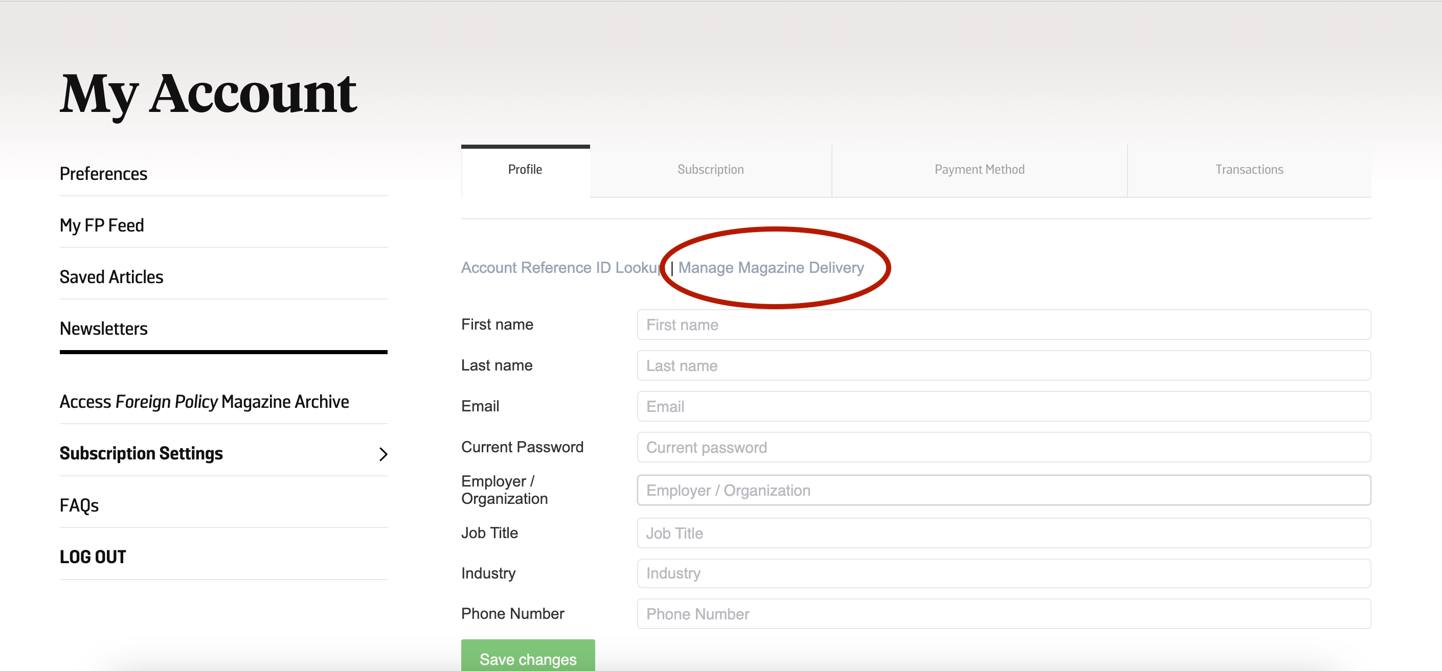 Update Mailing Address – Foreign Policy